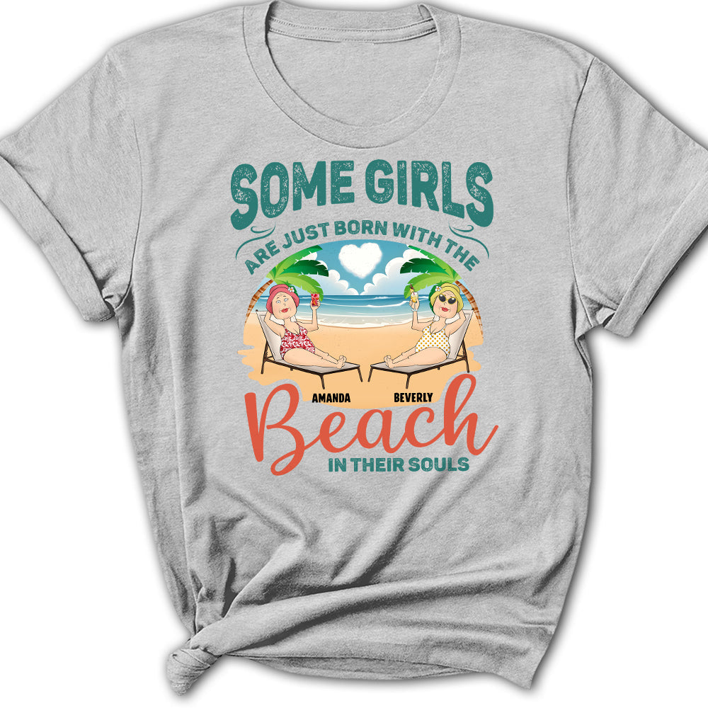 Born With The Beach In Their Souls - Personalized Custom Women's T-shi ...