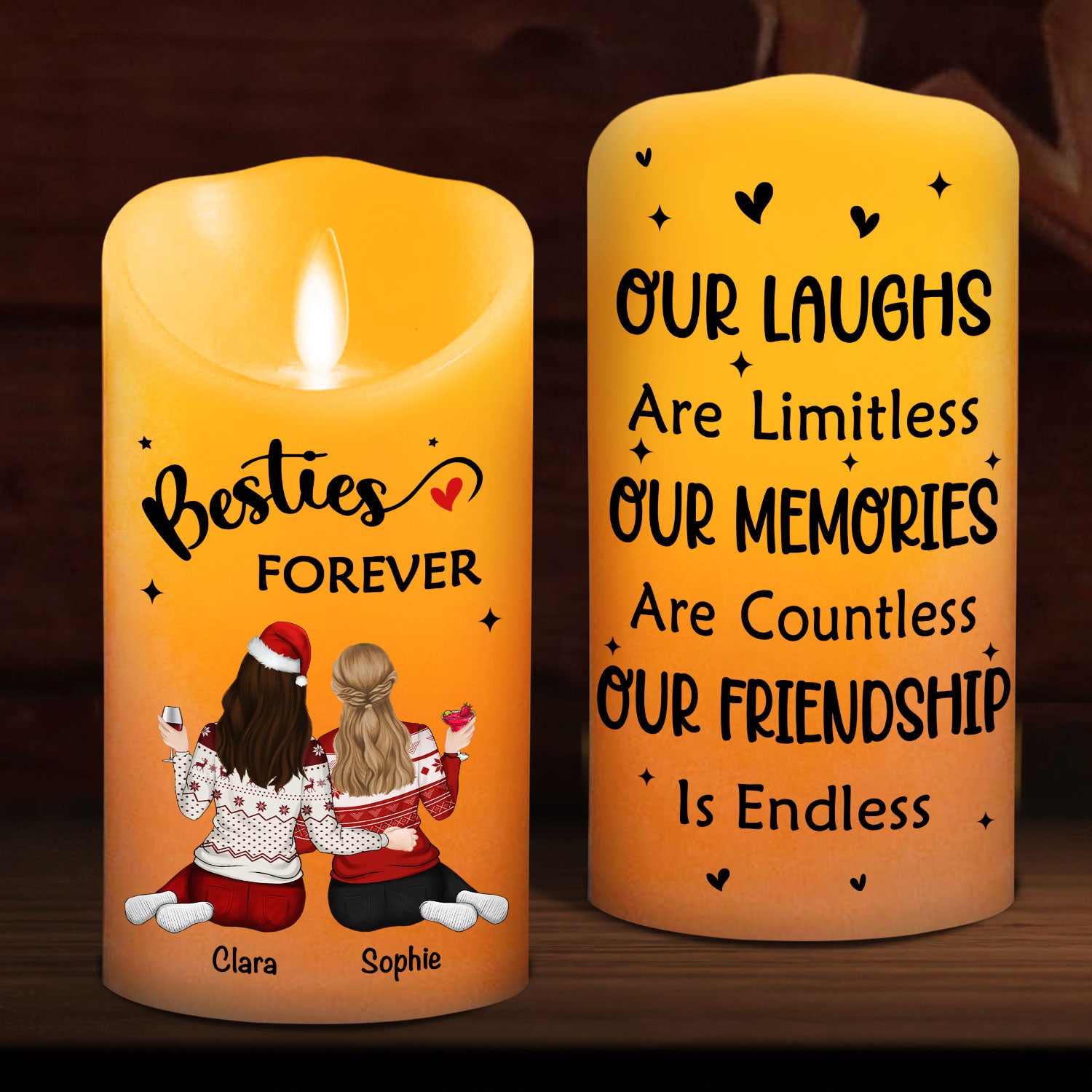 Our Friendship Is Endless - Personalized Custom LED Candle – Wrappiness ...