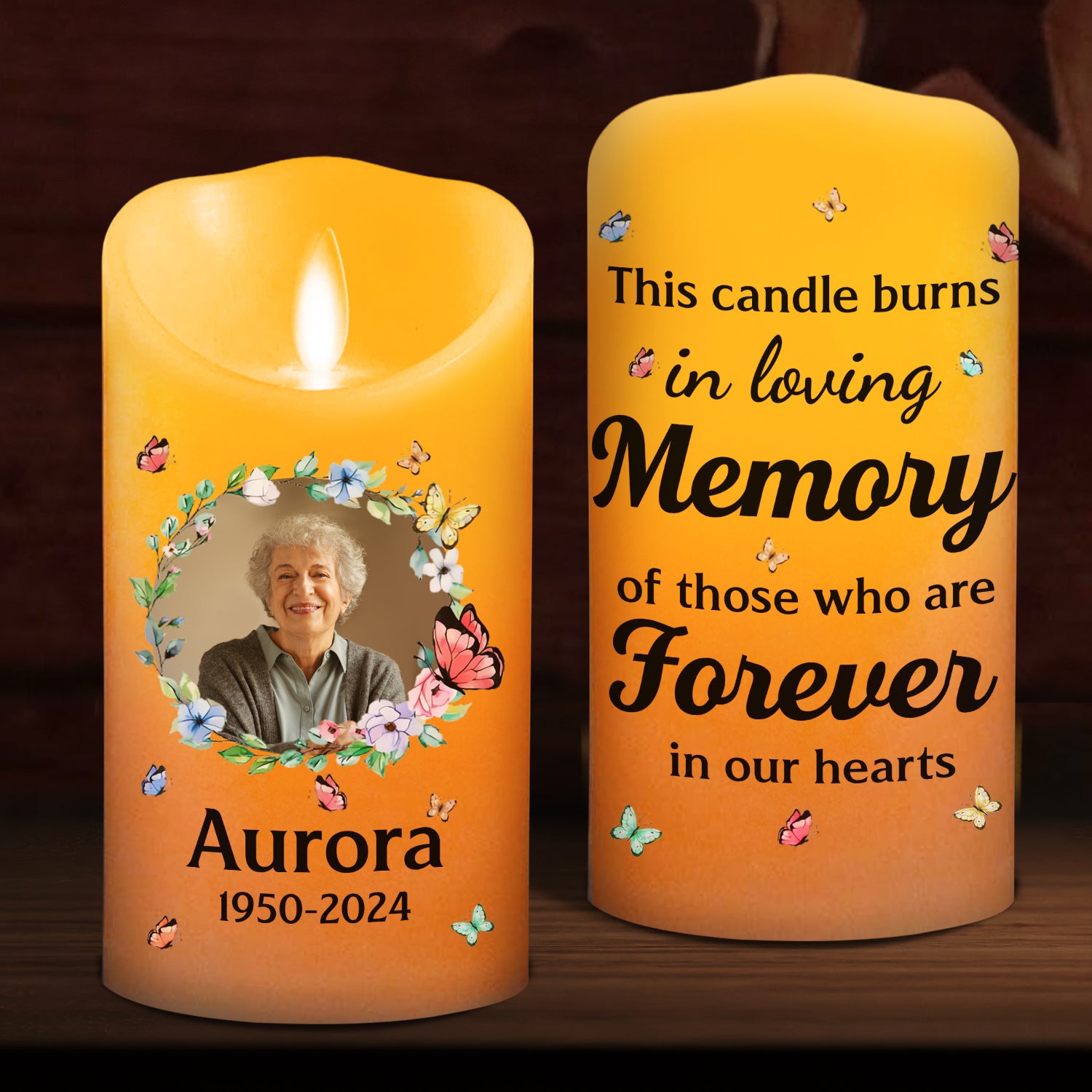 This Candle Burns In Loving Memory - Personalized Custom LED Candle ...